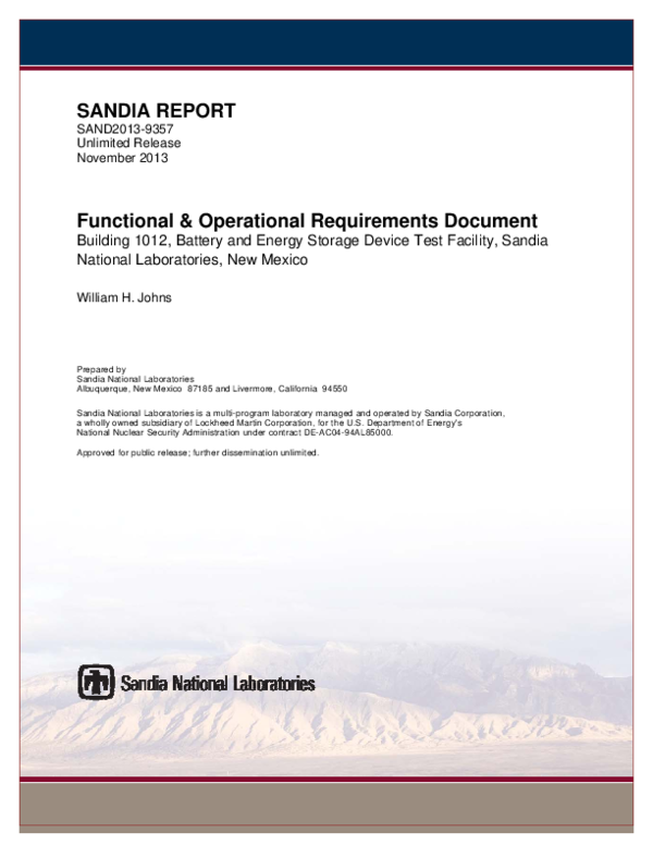 (PDF) Functional and operational requirements document : building 1012 ...