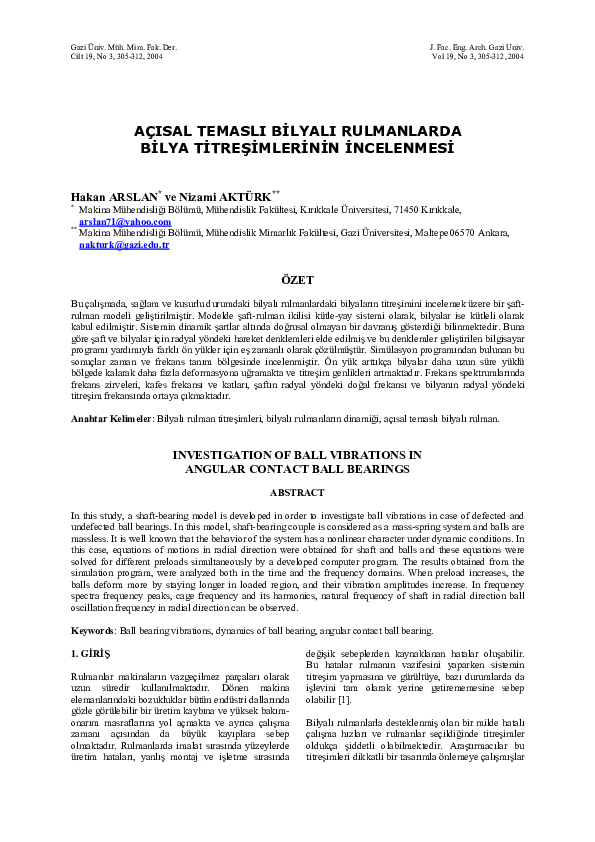 (PDF) Açisal Temasli Bi̇lyali Rulmanlarda Bi̇lya Ti̇treşi̇mleri̇ni̇n ...