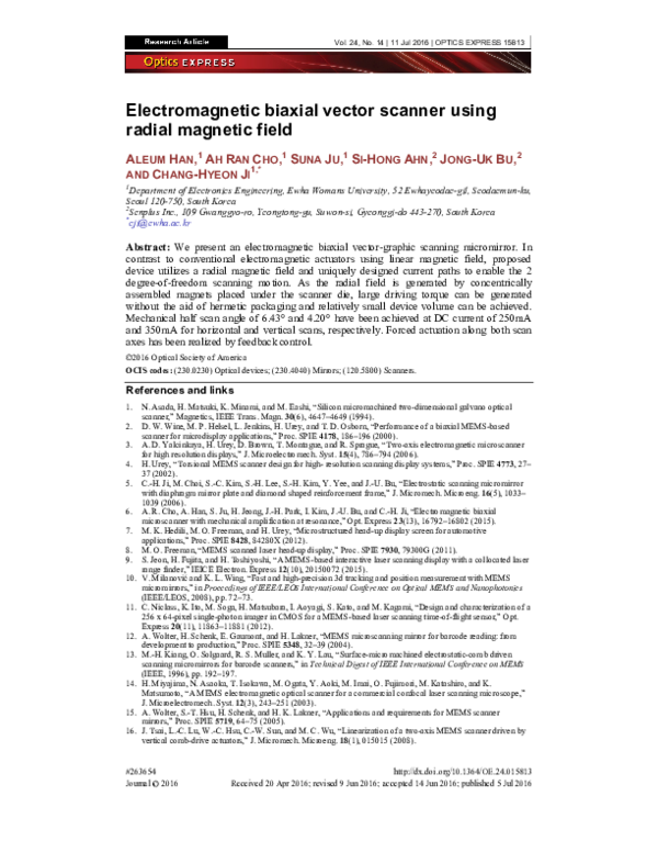 (PDF) Electromagnetic biaxial vector scanner using radial magnetic field