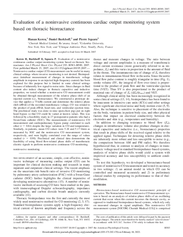 (PDF) Evaluation of a noninvasive continuous cardiac output monitoring ...