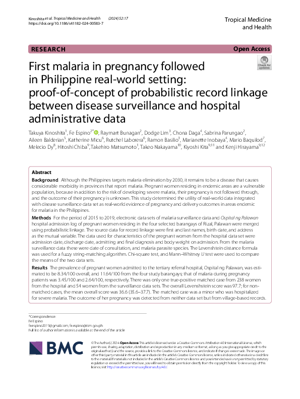 (PDF) First malaria in pregnancy followed in Philippine real-world ...