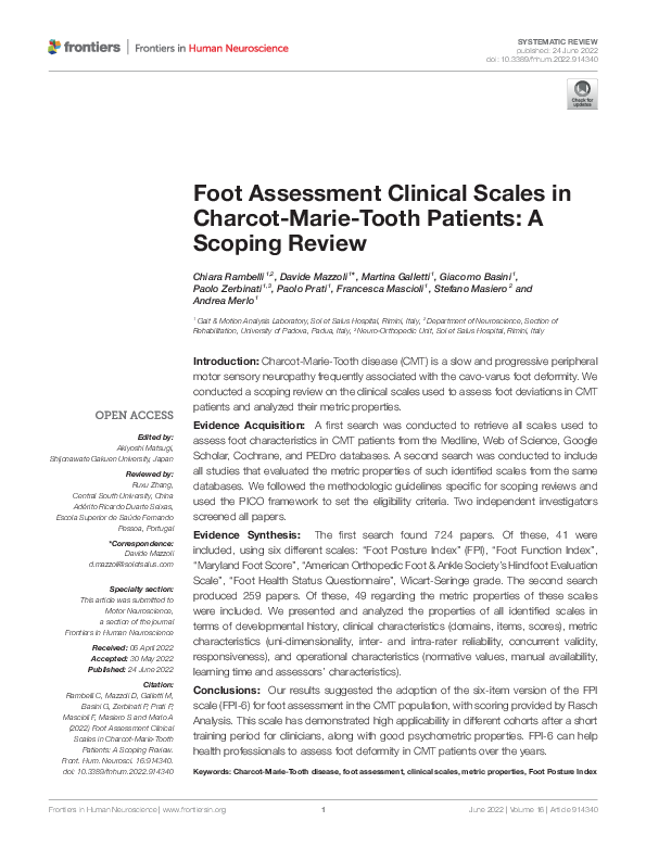 (PDF) Foot Assessment Clinical Scales in Charcot-Marie-Tooth Patients ...