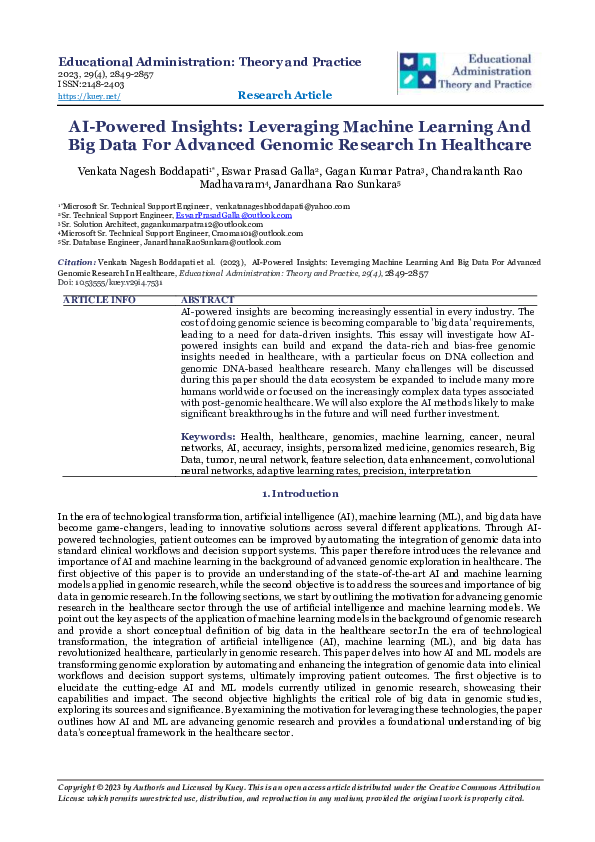 (PDF) AI-Powered Insights: Leveraging Machine Learning And Big Data For ...