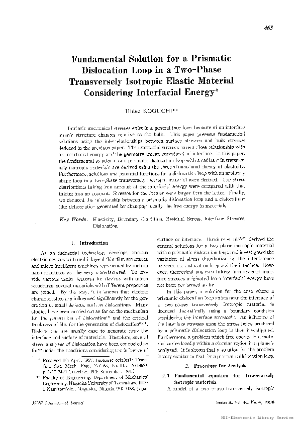 (PDF) Fundamental Solution for a Prismatic Dislocation Loop in a Two ...