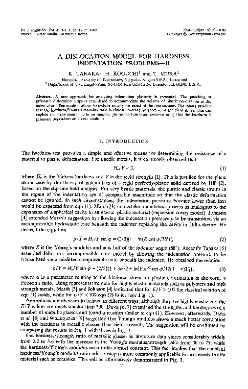 (PDF) A dislocation model for hardness indentation problems—II | Hideo Koguchi - Academia.edu