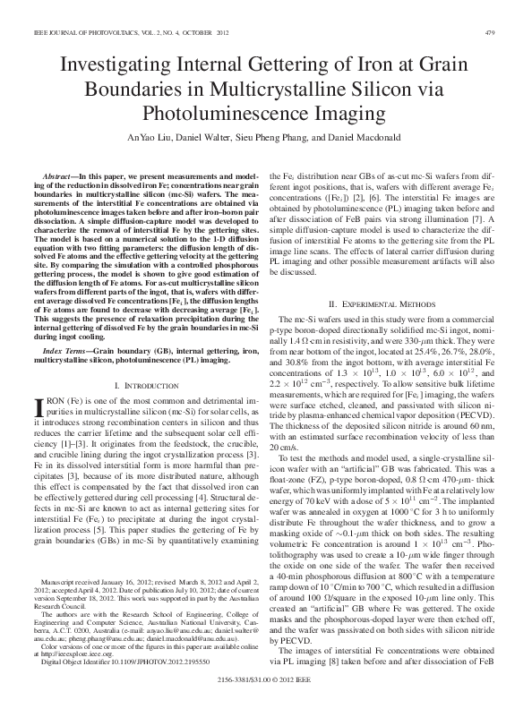 (PDF) Investigating Internal Gettering of Iron at Grain Boundaries in ...