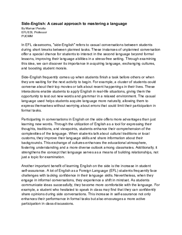 (PDF) Side-English: A casual approach to mastering a language