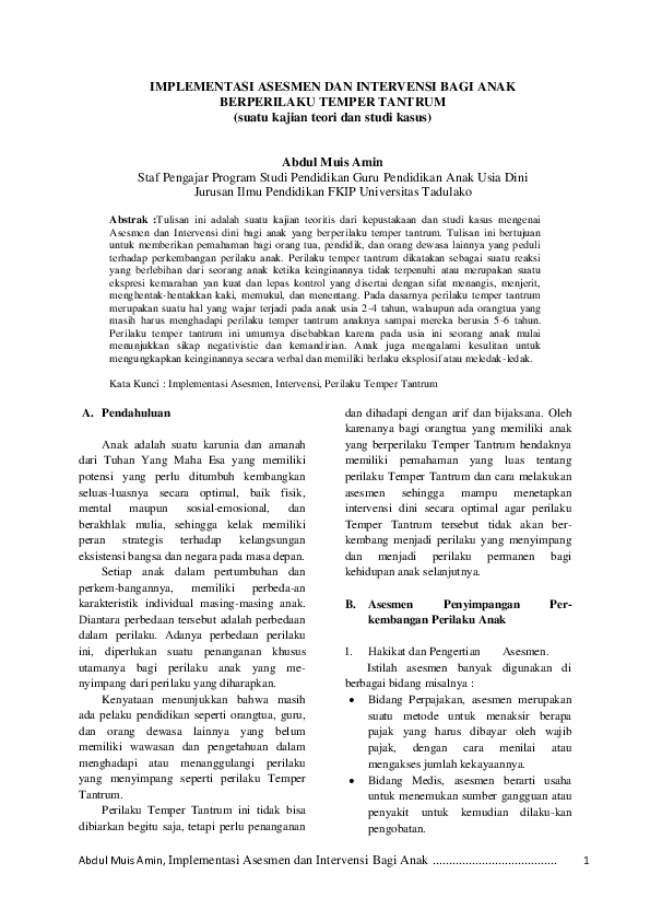 (PDF) IMPLEMENTASI ASESMEN DAN INTERVENSI BAGI ANAK BERPERILAKU TEMPER ...