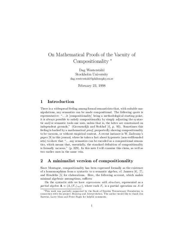 (PDF) On mathematical proofs of the vacuity of compositionality