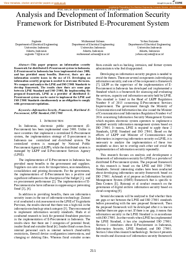 (PDF) Analysis and Development of Information Security Framework for Distributed E-Procurement ...