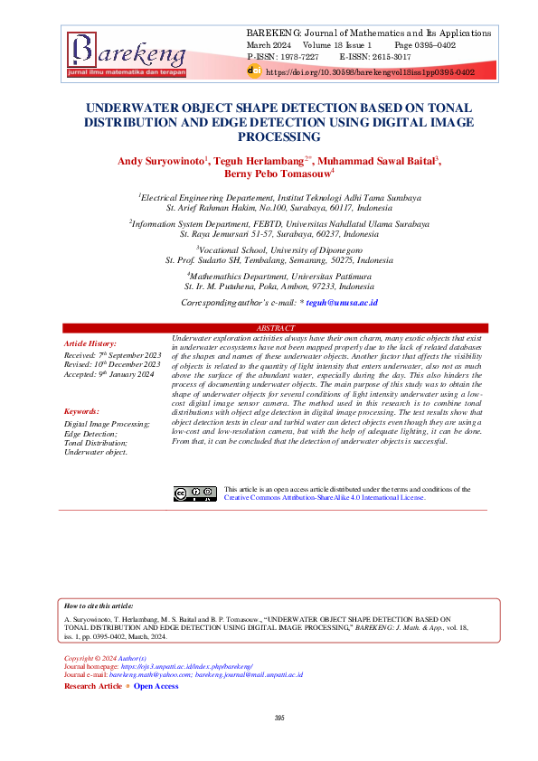 (PDF) Underwater Object Shape Detection Based on Tonal Distribution and Edge Detection Using ...