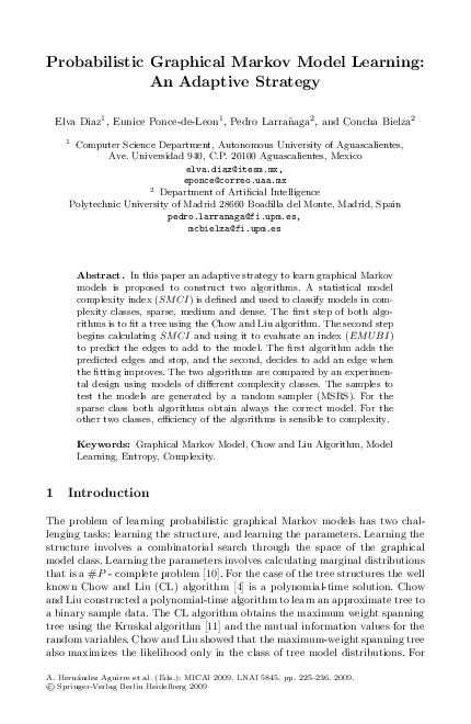 (PDF) Probabilistic Graphical Markov Model Learning: An Adaptive Strategy