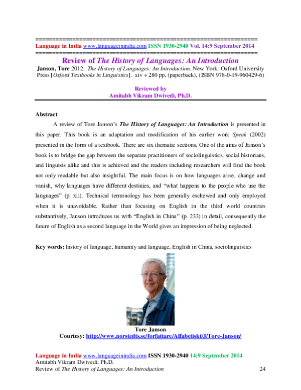 (PDF) Review of The History of Languages: An Introduction