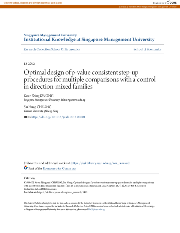 (PDF) Optimal Step-Up Procedures for Mixed Comparisons