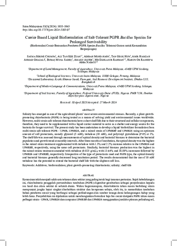 (PDF) Carrier Based Liquid Bioformulation of Salt-Tolerant Pgpr ...