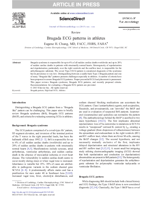 (PDF) Brugada ECG patterns in athletes