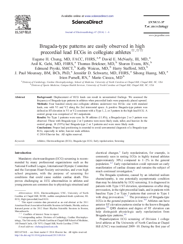 (PDF) Brugada-type patterns are easily observed in high precordial lead ...