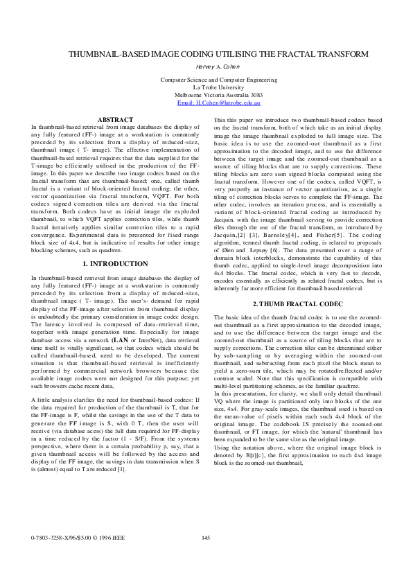 (PDF) Thumbnail-based image coding utilising the fractal transform