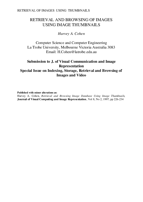 (PDF) Retrieval and Browsing of Images Using Image Thumbnails