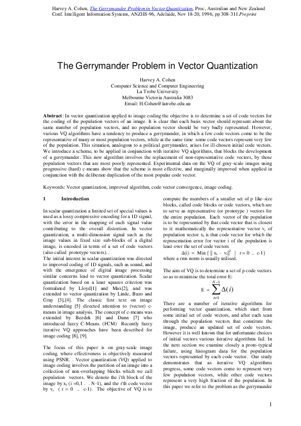 (PDF) The gerrymander problem in vector quantization