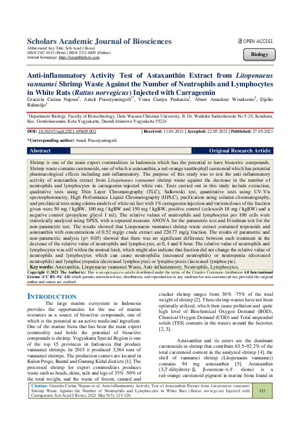 (PDF) Anti-inflammatory Activity Test of Astaxanthin Extract from ...