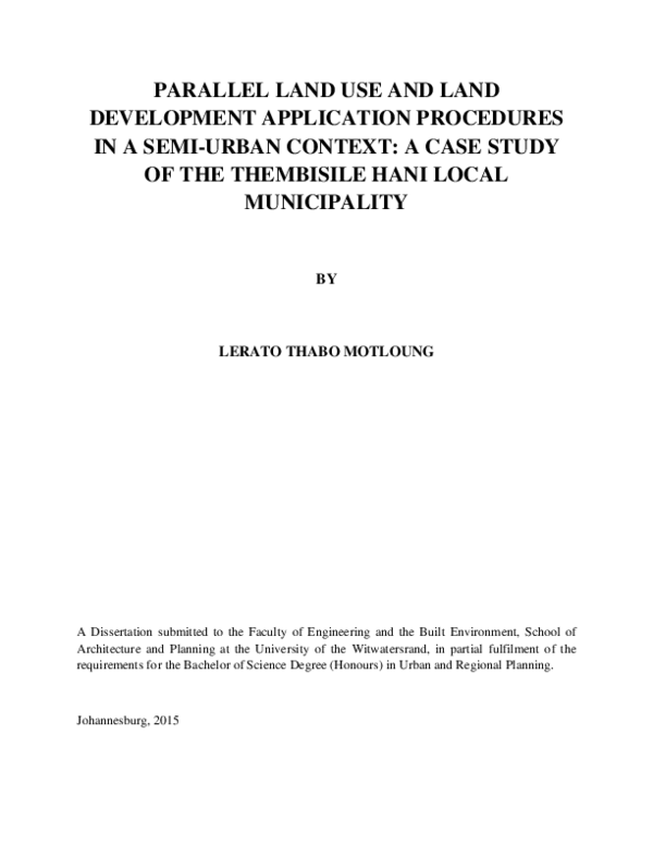 (PDF) Parallel Land Use and Land Development Application Procedures in ...
