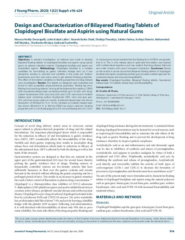 (PDF) Design and Characterization of Bilayered Floating Tablets of ...
