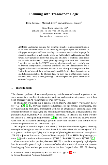 (PDF) Planning with Transaction Logic