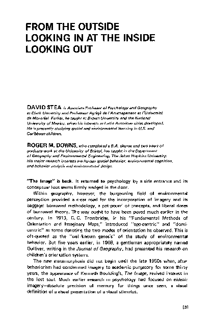 (PDF) From the Outside Looking in At the Inside Looking Out