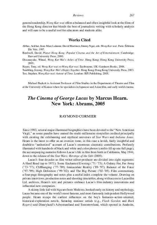 (PDF) The Cinema of George Lucas by Marcus Hearn. New York: Abrams, 2005