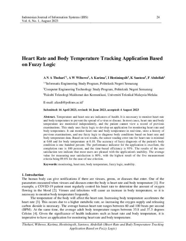 (PDF) Heart Rate and Body Temperature Tracking Application Based on ...