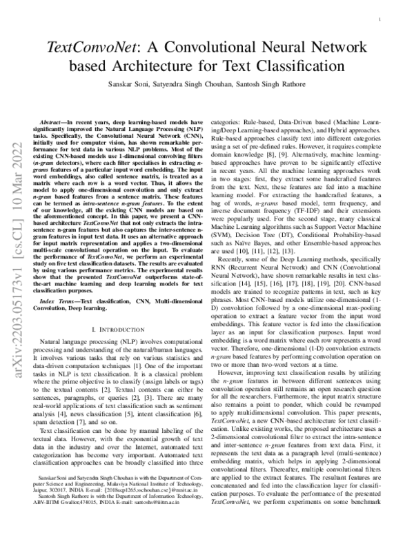 (PDF) TextConvoNet:A Convolutional Neural Network based Architecture ...