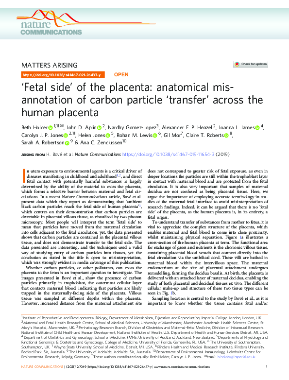 (PDF) ‘Fetal side’ of the placenta: anatomical mis-annotation of carbon ...