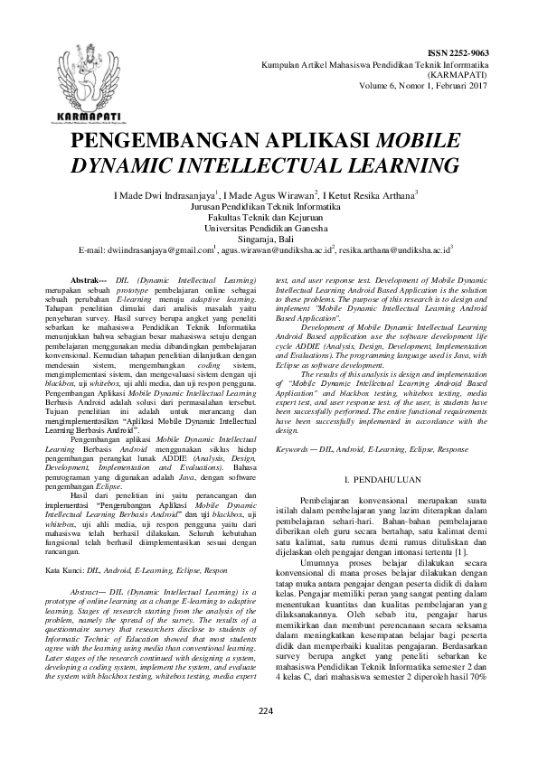 (PDF) Pengembangan Aplikasi Mobile Dynamic Intellectual Learning