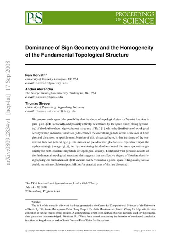 (PDF) Dominance of Sign Geometry and the Homogeneity of the Fundamental ...