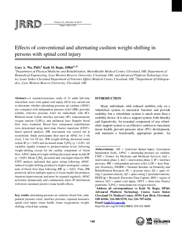 (PDF) Effects of conventional and alternating cushion weight-shifting ...