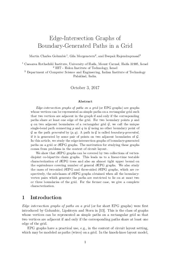 (PDF) Edge-intersection graphs of boundary-generated paths in a grid