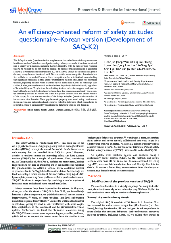 (PDF) An efficiency-oriented reform of safety attitudes questionnaire ...