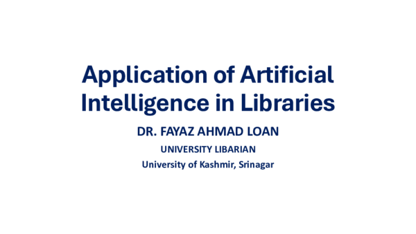 (PDF) Application of Artificial Intelligence in Libraries