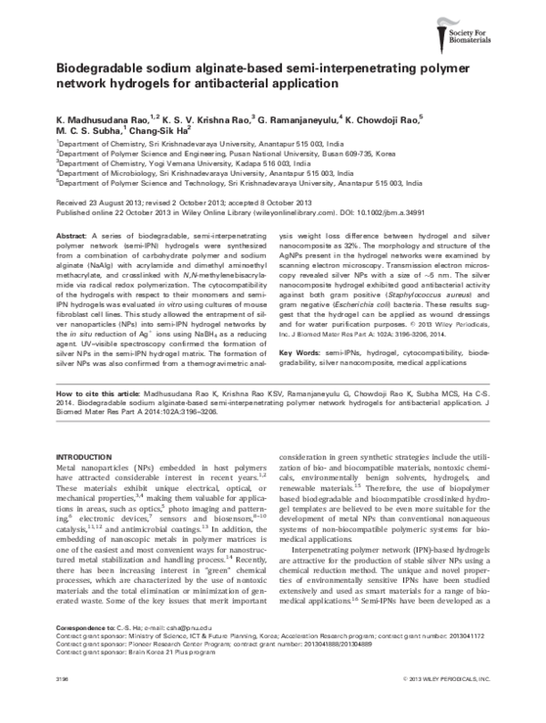 (PDF) Biodegradable sodium alginate based semi-interpenetrating polymer ...