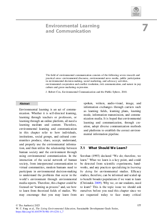 (PDF) Environmental Learning and Communication