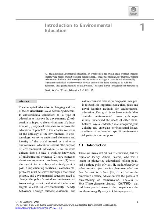 (PDF) Introduction to Environmental Education