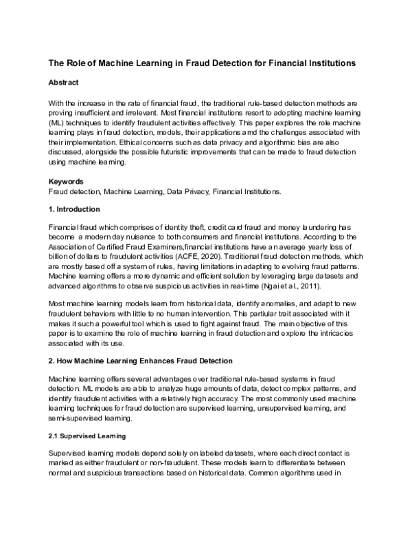(PDF) The Role of Machine Learning in Fraud Detection for Financial ...