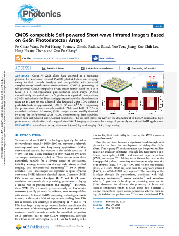 (PDF) CMOS-compatible Self-powered Short-wave Infrared Imagers Based on ...