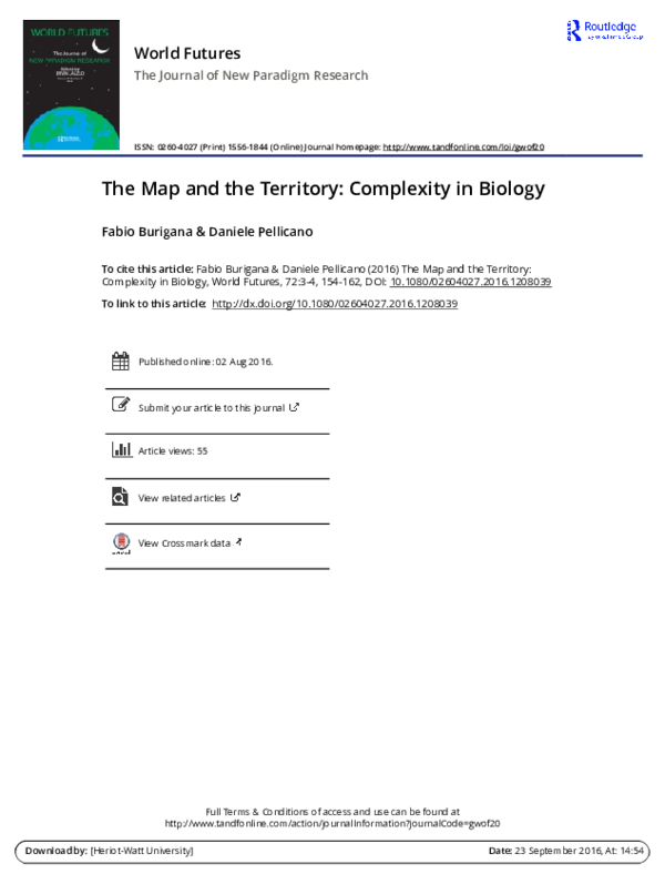(PDF) The Map and the Territory: Complexity in Biology
