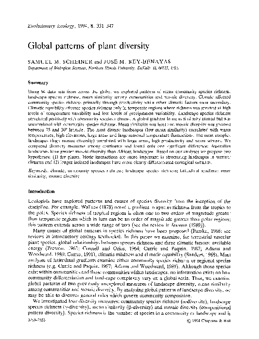 (PDF) Global patterns of plant diversity