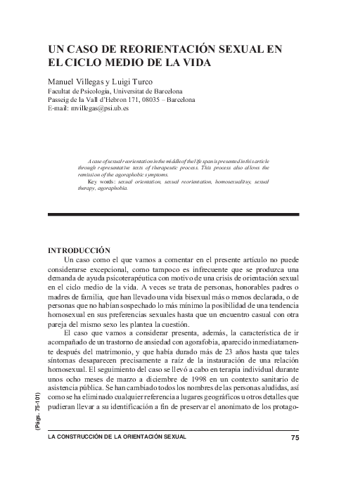 (PDF) Un caso de reorientación sexual en el ciclo medio de la vida