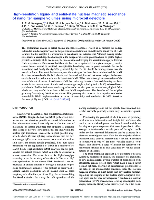 (PDF) High-resolution liquid- and solid-state nuclear magnetic ...
