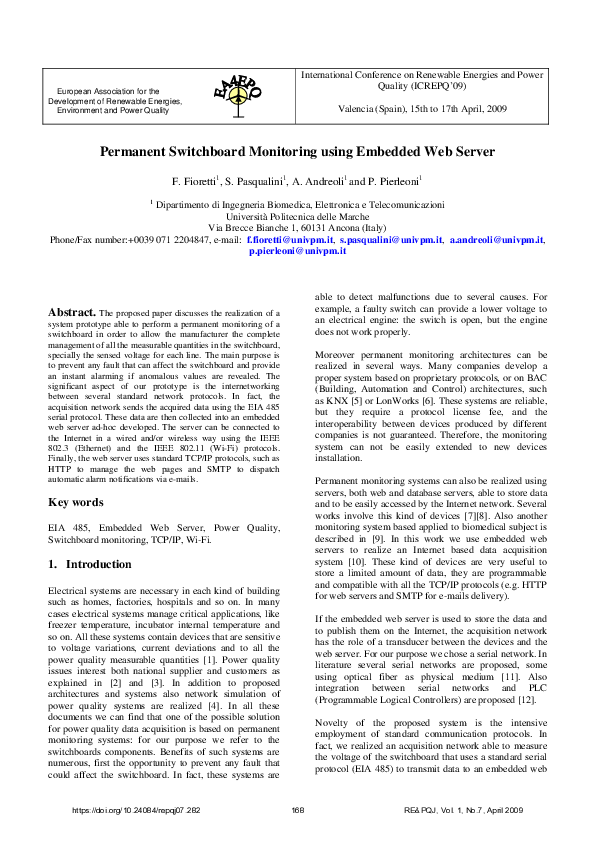 (PDF) Permanent switchboard monitoring using embedded web server
