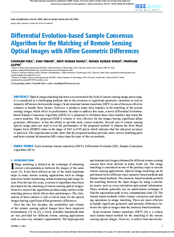 (PDF) Differential Evolution-based Sample Consensus Algorithm for the Matching of Remote Sensing ...